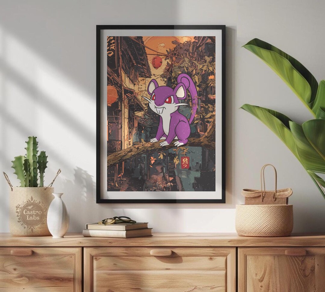 Rattata Poster: Japanese Style Legendary Pokemon Inspired Anime Artwork ...