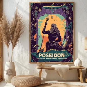 Poseidon Poster: Greek God of the Sea, Mythology Art - Etsy