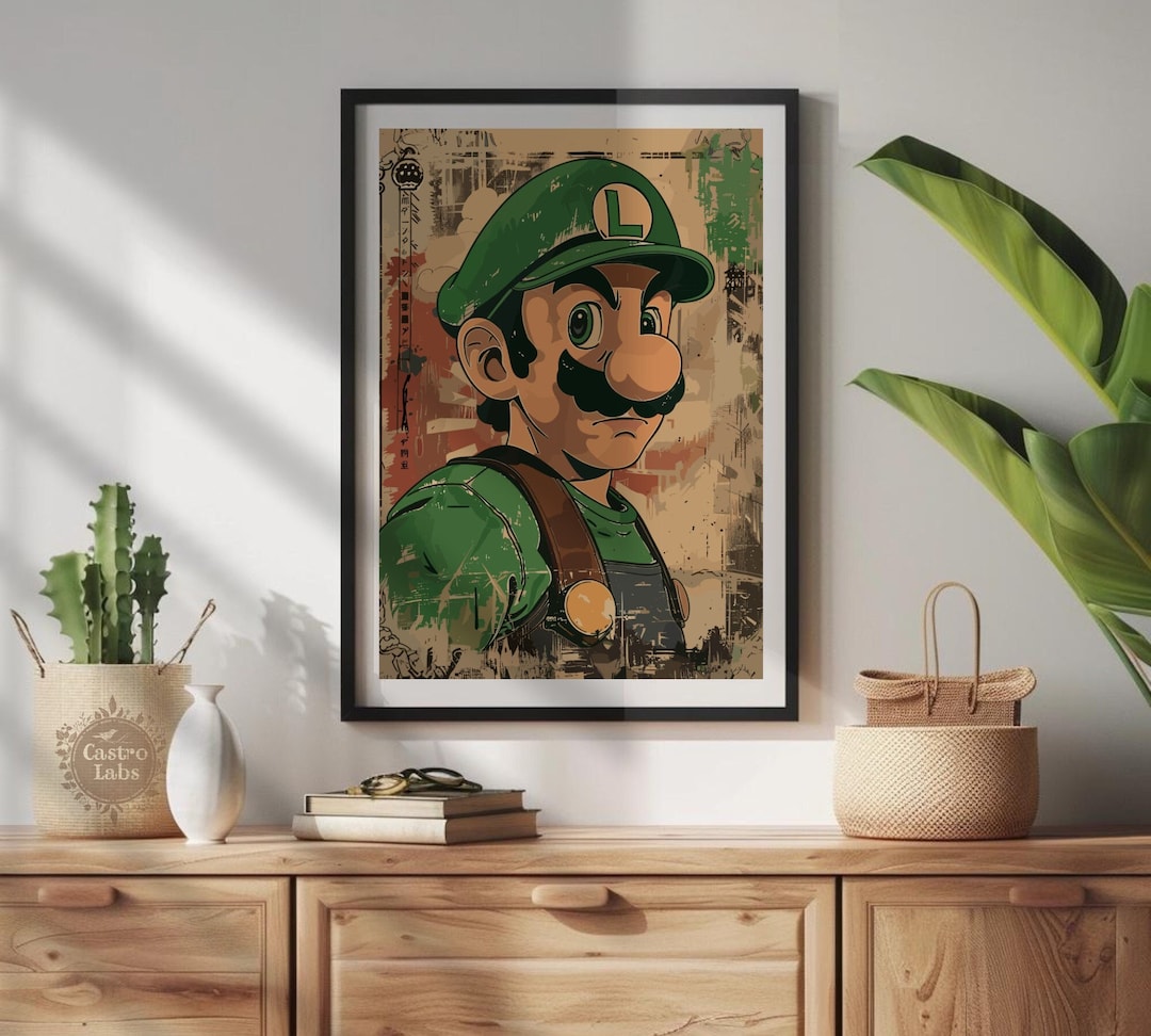 Luigi Poster: Japanese Art Style Poster Style Anime Wall Art for ...