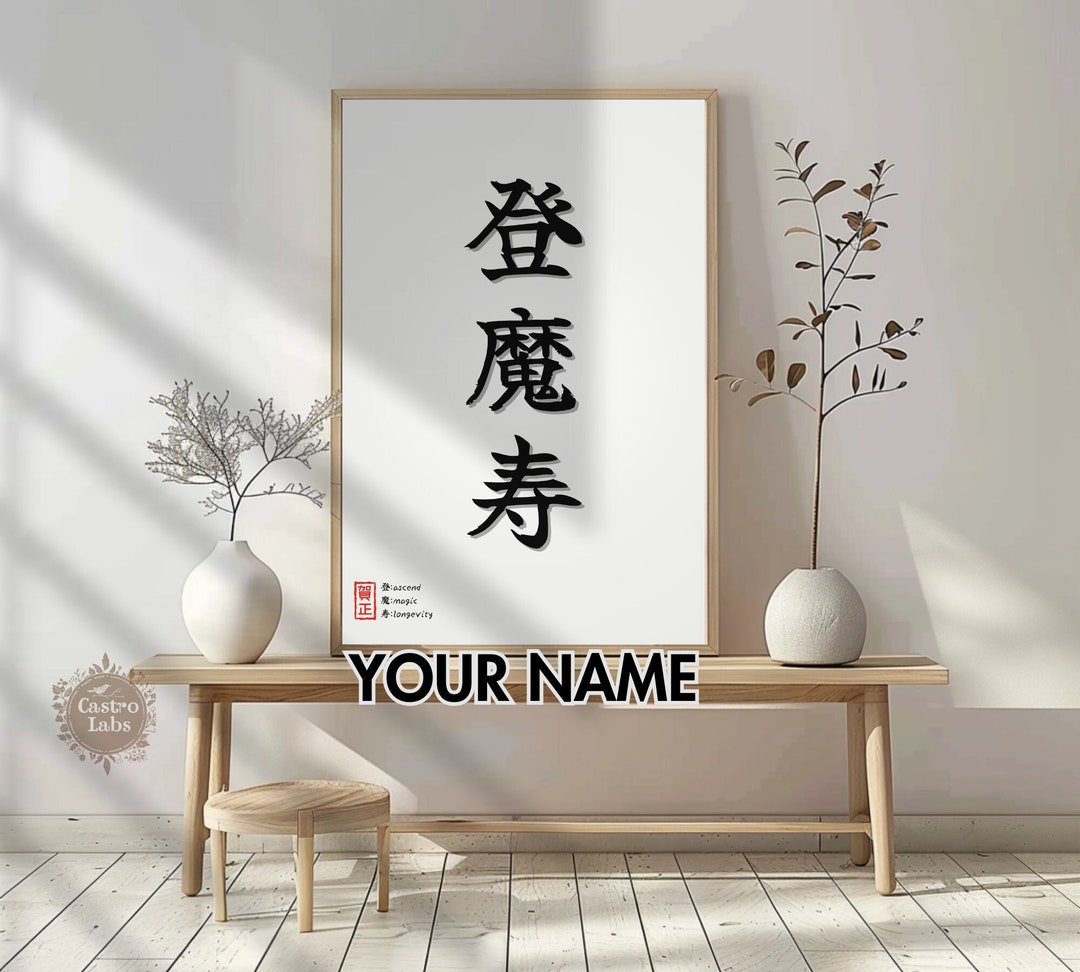 Personalized Japanese Calligraphy Kanji Poster, Japanese Wall Art ...