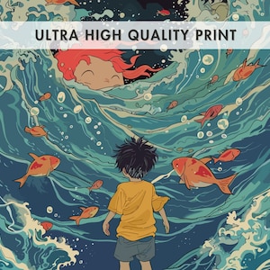 Ponyo Anime Art Print: Japanese Style Poster - Etsy