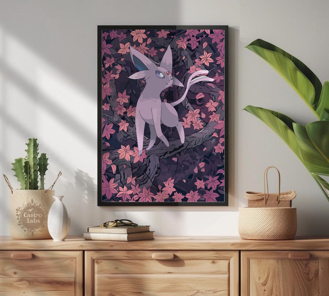 Espeon Poster: Japanese Style Pokemon Inspired Anime Artwork Printable ...