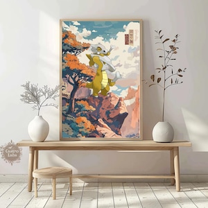 Marowak and Cubone Poster: Japanese Style Legendary Pokemon Inspired ...