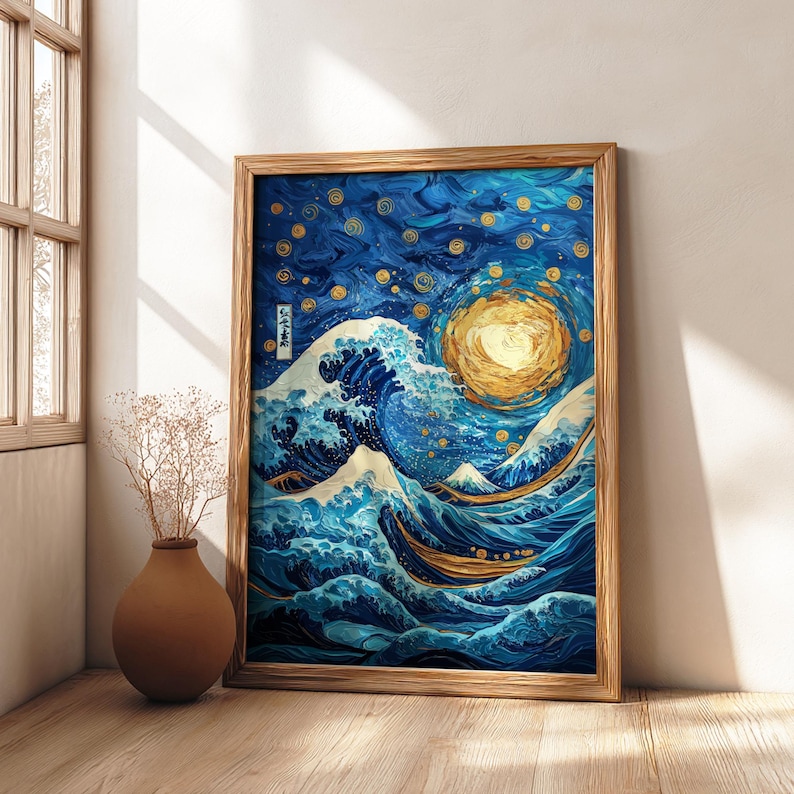 Great Wave Starry Night Fusion Art Print – Hokusai X Van Gogh - Etsy