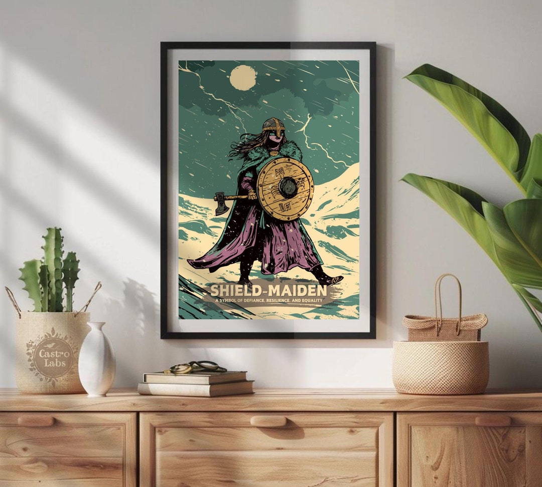 Shield Maiden Poster, Female Viking Warrior, Fineart, Norse Mythology ...