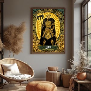 Lugh God Art Print - Lugh Celtic Mythology Poster, God of of the Sun ...