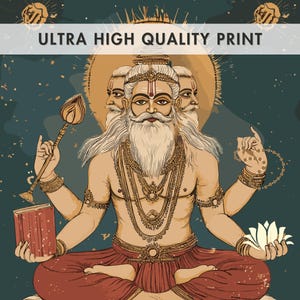 Brahma Print: Hindu God of Creation, Ancient Mythology Wall Art - Etsy