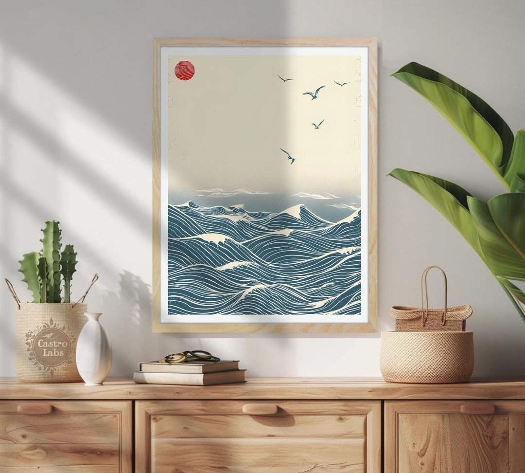 Calm Ocean Waves - Japanese Wave Painting - Japanese Woodblock Print - Etsy