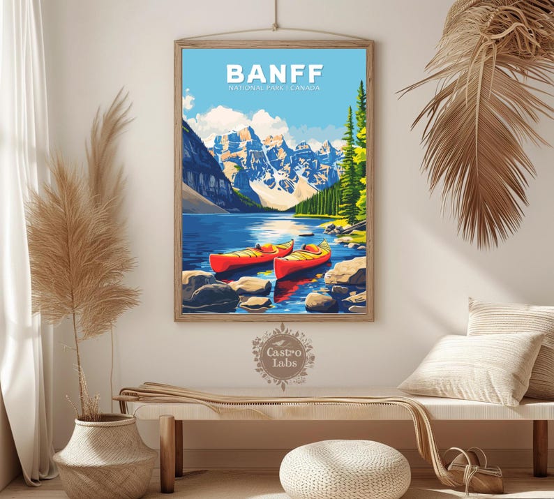 Banff National Park Travel Poster: Rocky Mountains Art Print - Etsy