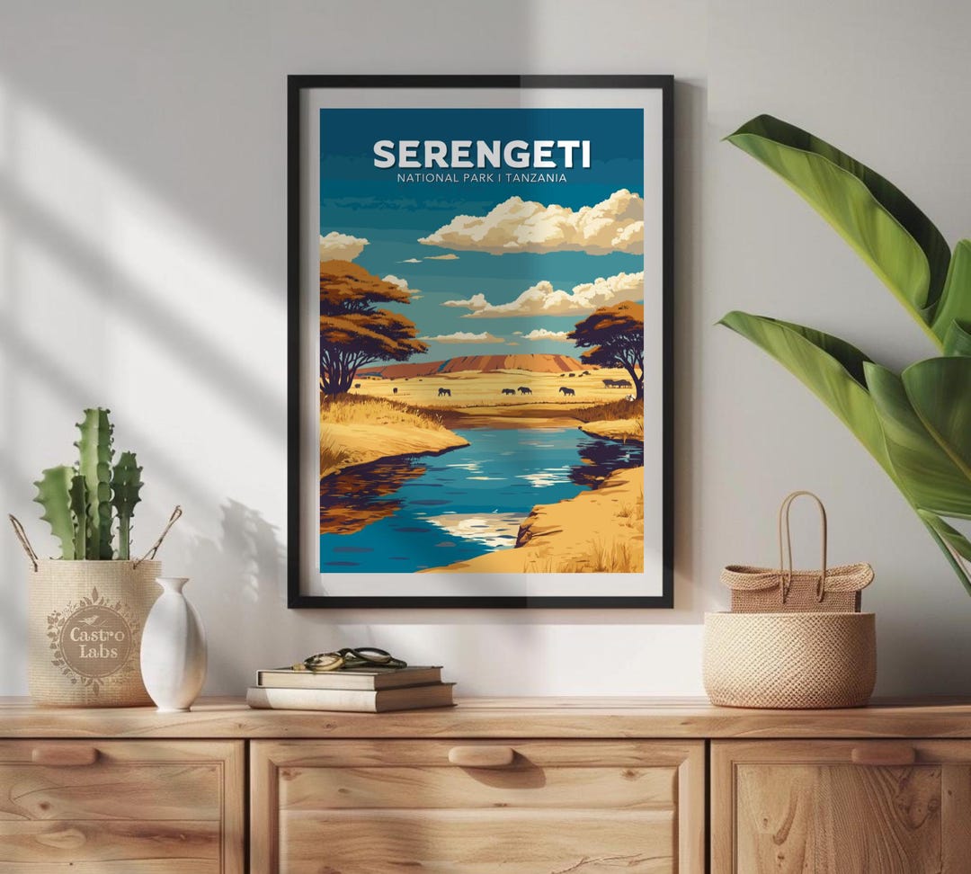 Serengeti Travel Poster, Serengeti Tanzania Poster, Home Decor ...