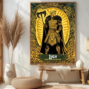 Lugh God Art Print - Lugh Celtic Mythology Poster, God of of the Sun ...