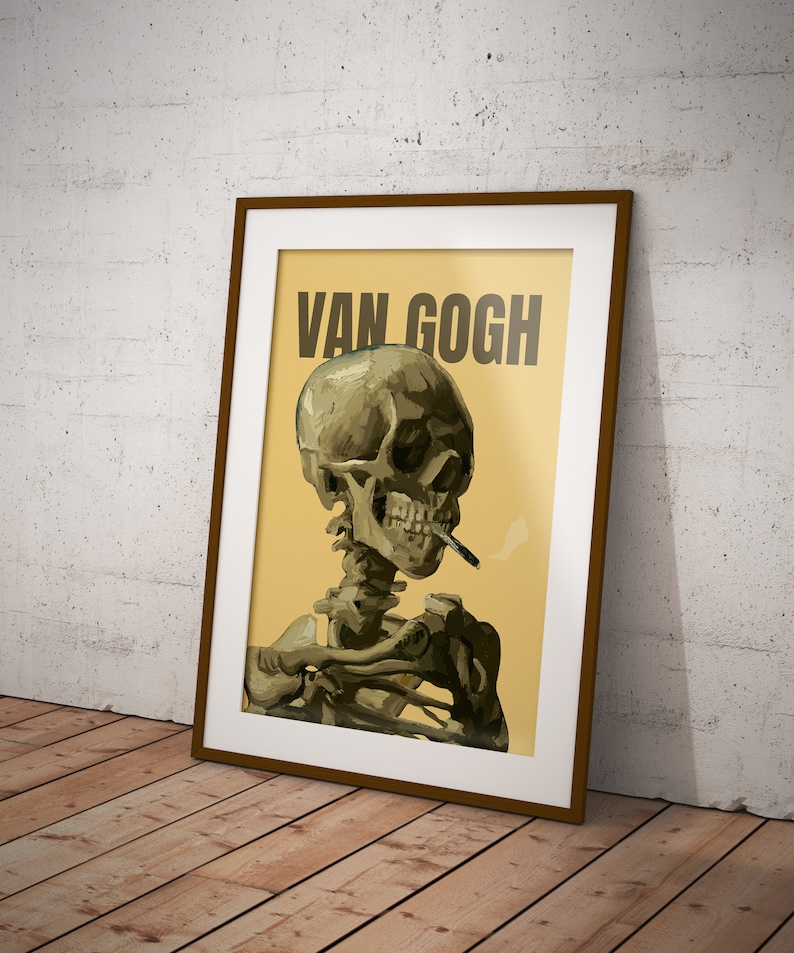 Van Gogh Skull of a Skeleton With Burning Cigarette Smoking Skeleton ...