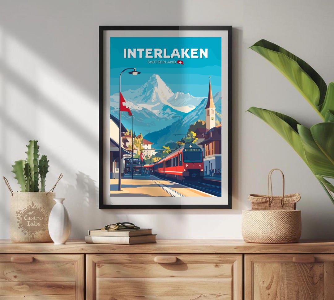 Interlaken Travel Poster, Interlaken Wall Art, Interlaken Print ...