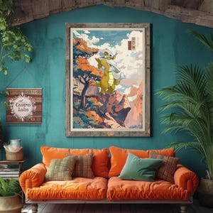 Marowak and Cubone Poster: Japanese Style Legendary Pokemon Inspired ...