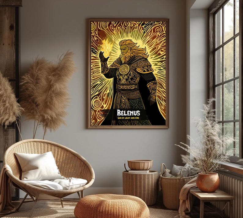 Belenus Art Print: Celtic God of Light and Fire, Ancient Mythology - Etsy