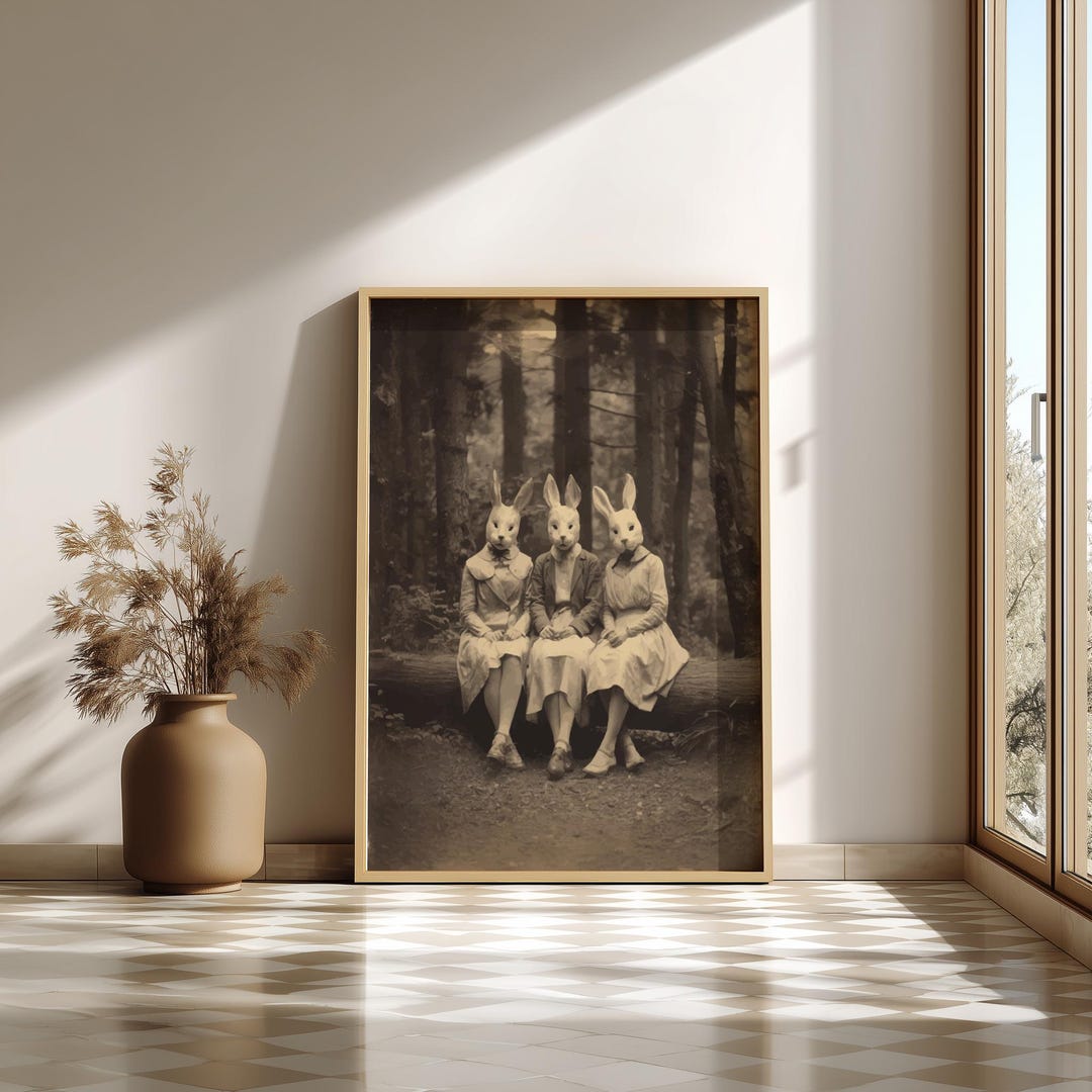 The Rabbit Sisters – Surreal Rabbit Wall Art, Anthropomorphic Animal ...