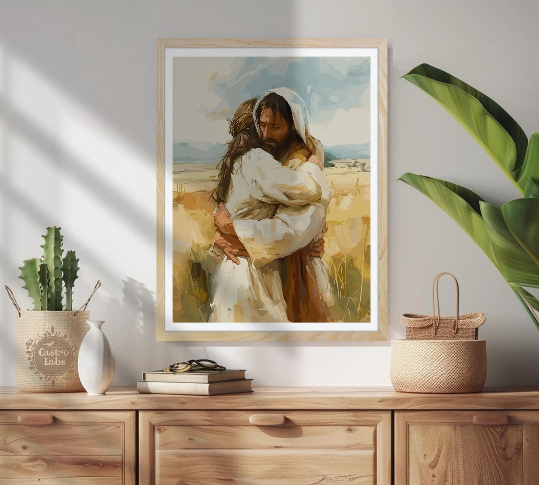 Jesus Christ Hug Illustration: Christian Art Print - Etsy