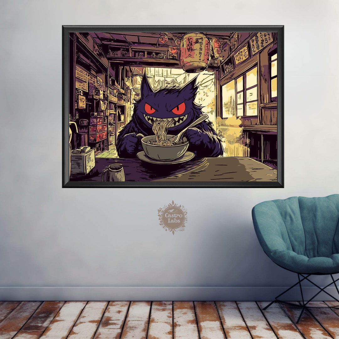 Gengar Ramen Series Landscape Poster: Japanese Style Pokemon Inspired ...