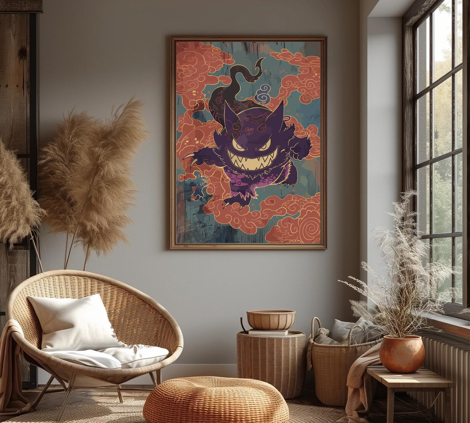 Gengar Poster: Japanese Style Pokemon Inspired Anime Artwork Printable ...