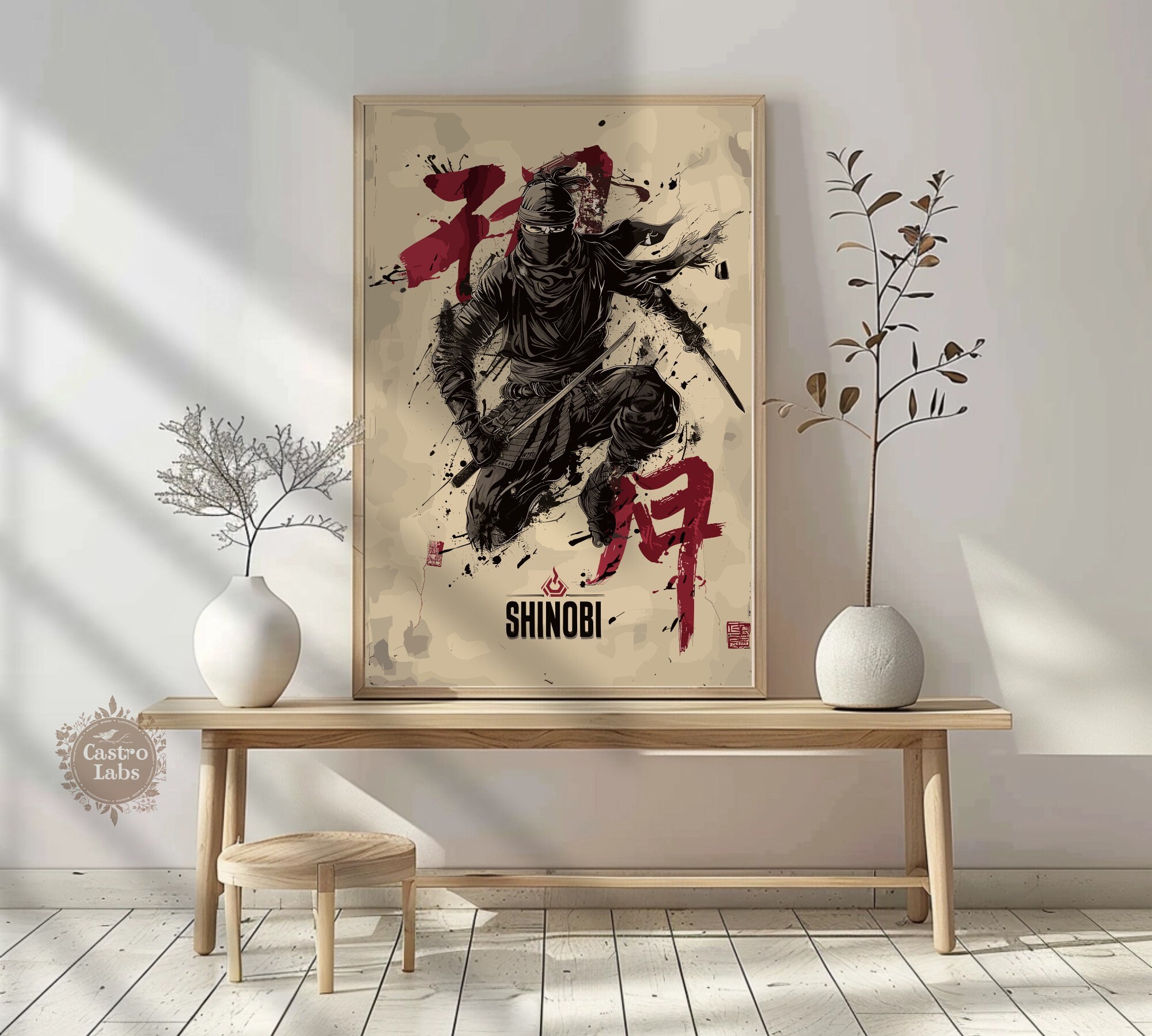 Shinobi Poster: Japanese Warrior Ninja Wall Art Printable Wall Art for ...