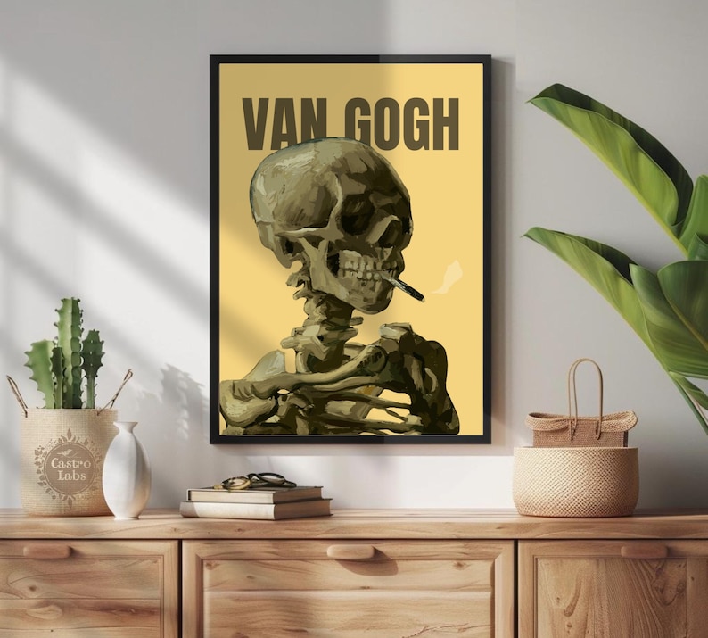 Van Gogh Skull of a Skeleton With Burning Cigarette Smoking Skeleton ...