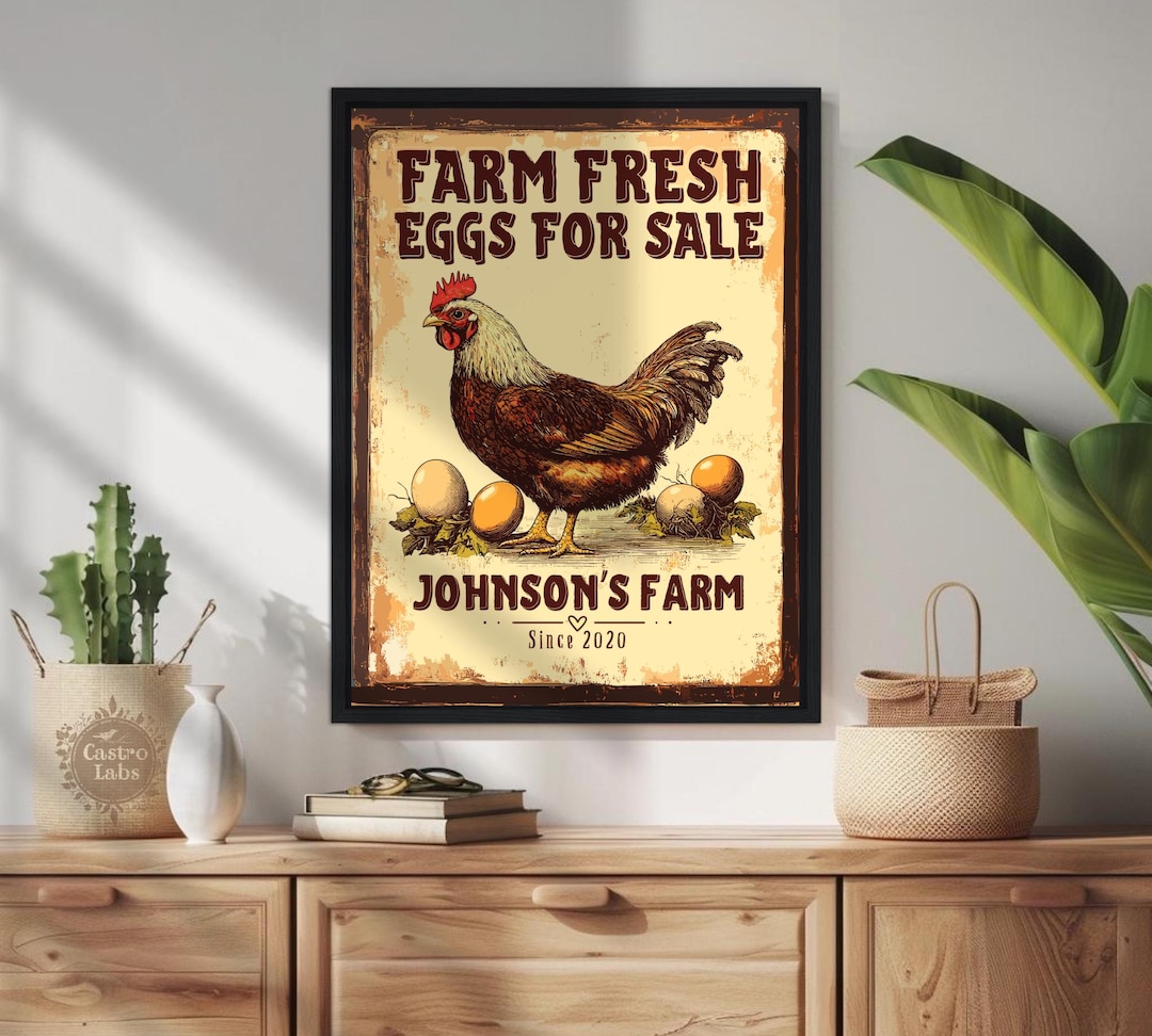 Farm Fresh Eggs Poster, Custom Chicken Sign, Custom Farm Print, Chicken ...