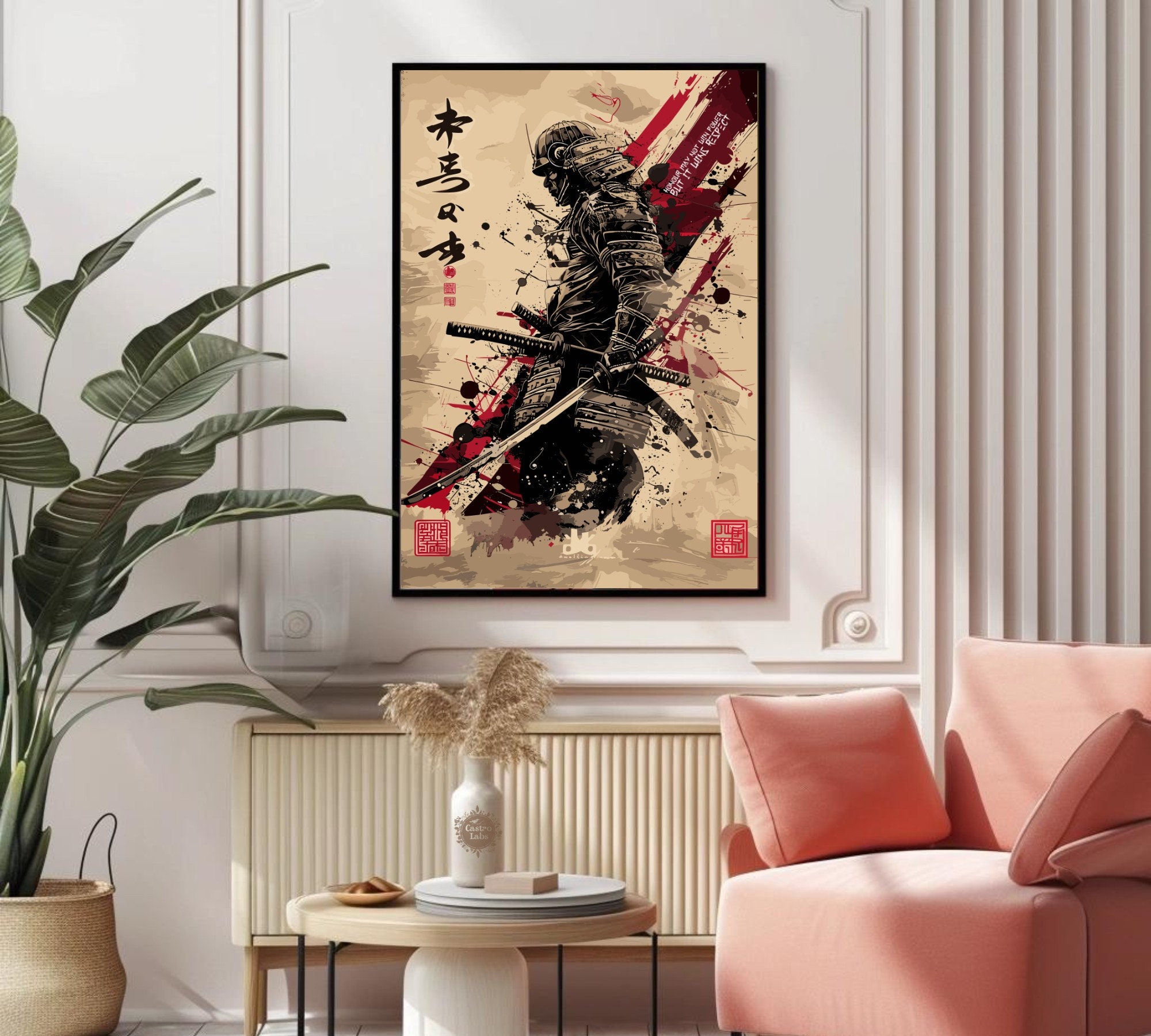 Samurai Warrior Poster: Japanese Warrior Samurai Wall Art Printable ...