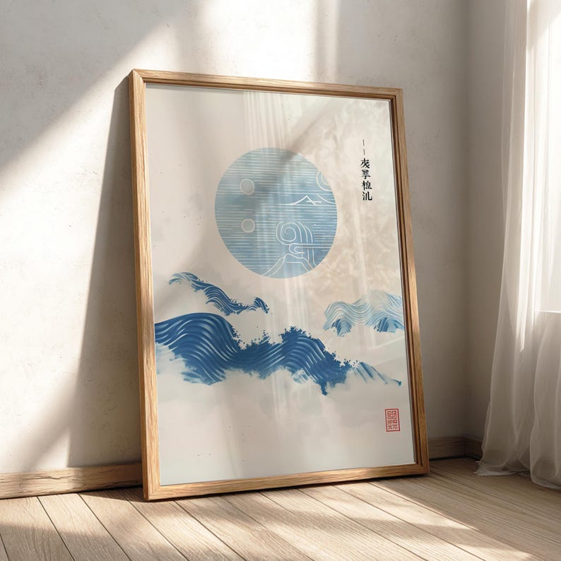 Blue Ocean Wave Woodblock Print: Japanese Art Inspired - Etsy