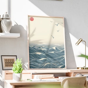 Calm Ocean Waves - Japanese Wave Painting - Japanese Woodblock Print - Etsy