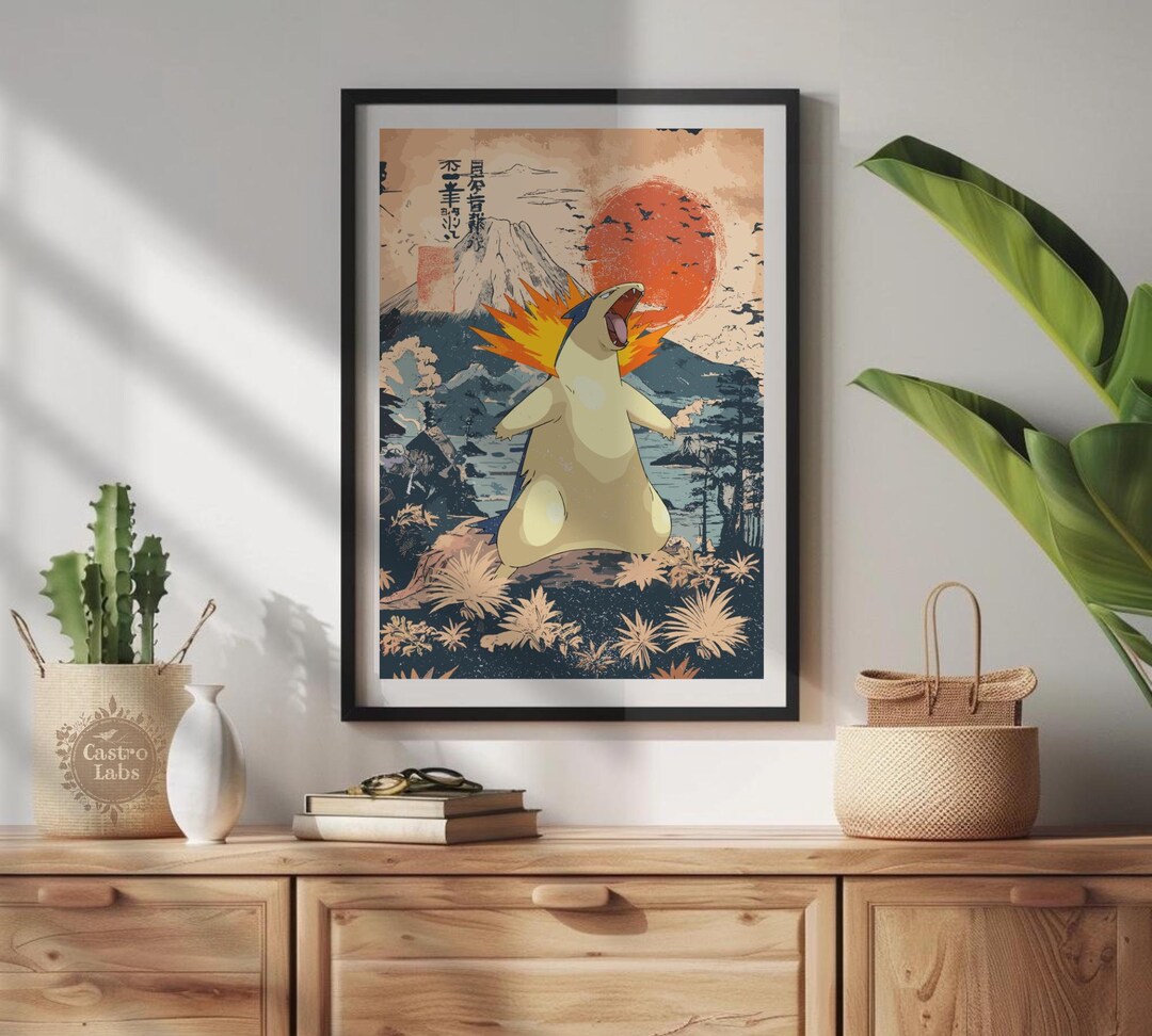 Typhlosion Poster: Japanese Style Legendary Pokemon Inspired Anime ...