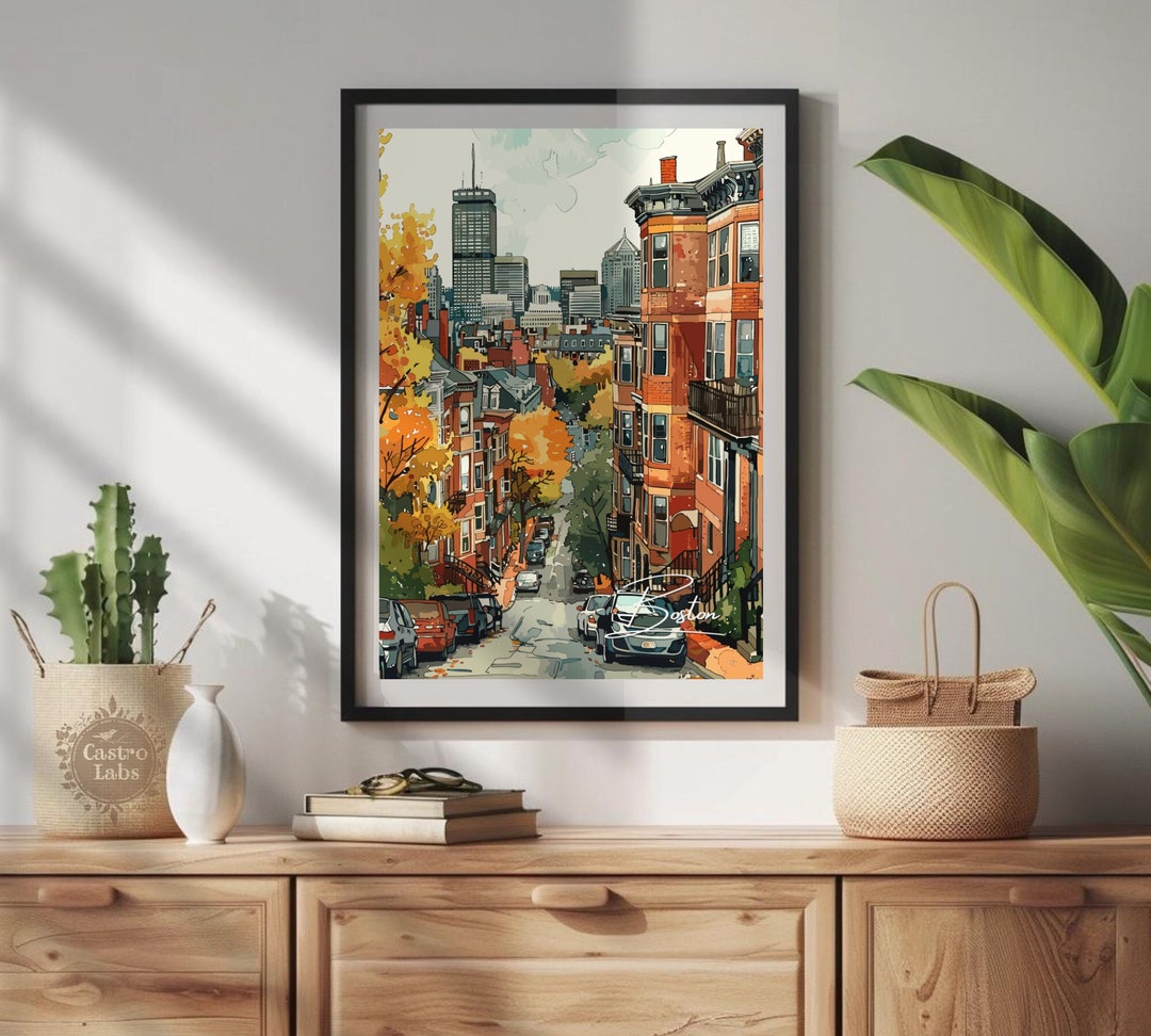 Boston Cityscape Travel Poster: Historic Charm Wall Art - Boston Photo ...