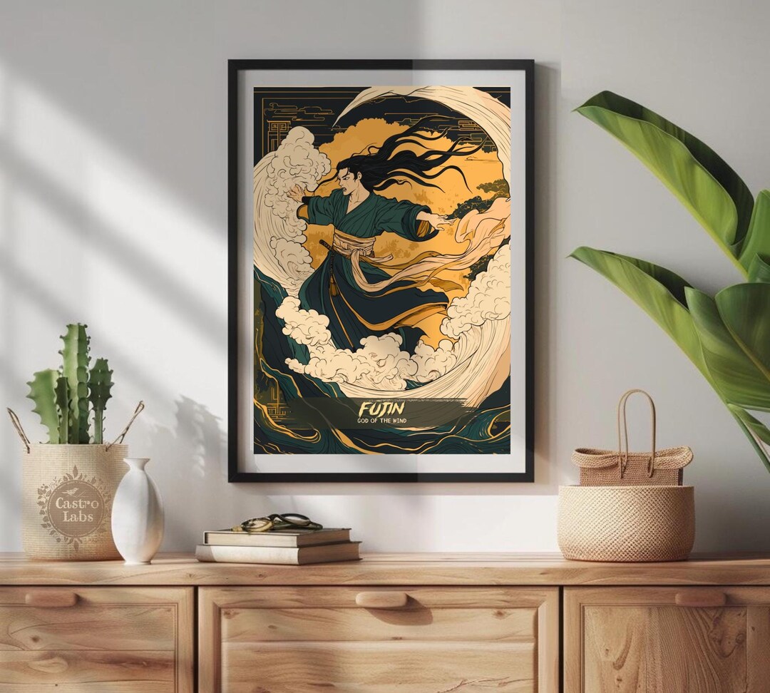 Fujin Print Fujin Japanese Mythology Poster, God of the Wind, Ancient ...