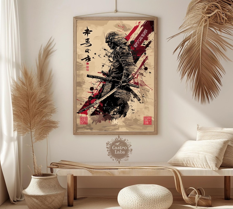 Samurai Warrior Poster: Japanese Warrior Samurai Wall Art Printable ...