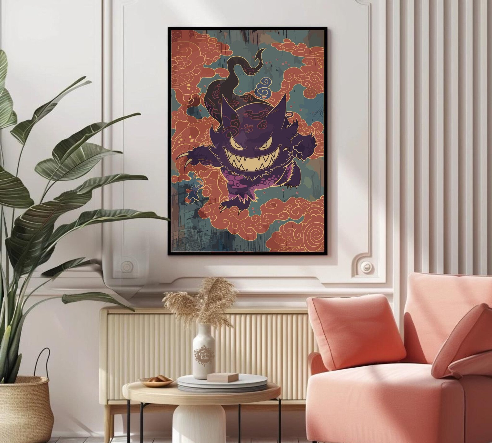 Gengar Poster: Japanese Style Pokemon Inspired Anime Artwork Printable ...