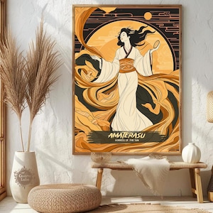 Amaterasu Print - Amaterasu Japanese Mythology Poster, Goddess of the ...