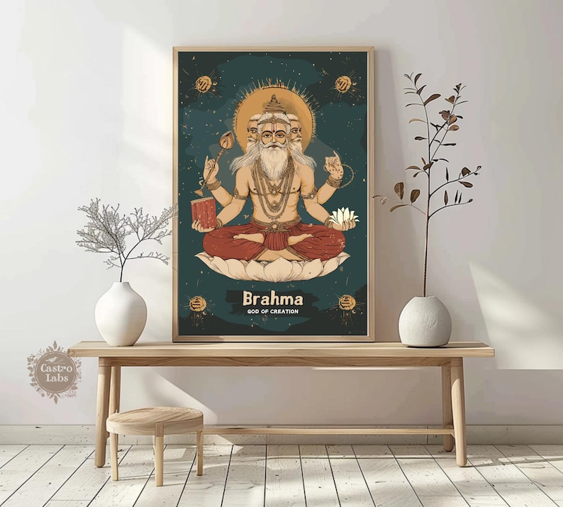 Brahma Print: Hindu God of Creation, Ancient Mythology Wall Art - Etsy