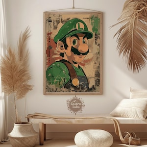 Luigi Poster: Japanese Art Style Poster Style Anime Wall Art for ...