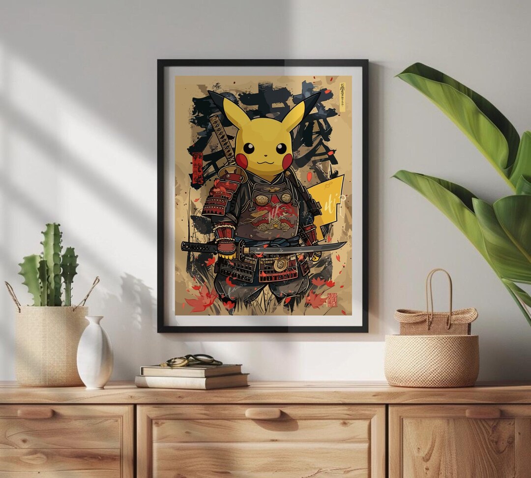 Buy Pikachu Samurai: Japanese Tapestry Art Style Anime Poster Printable ...