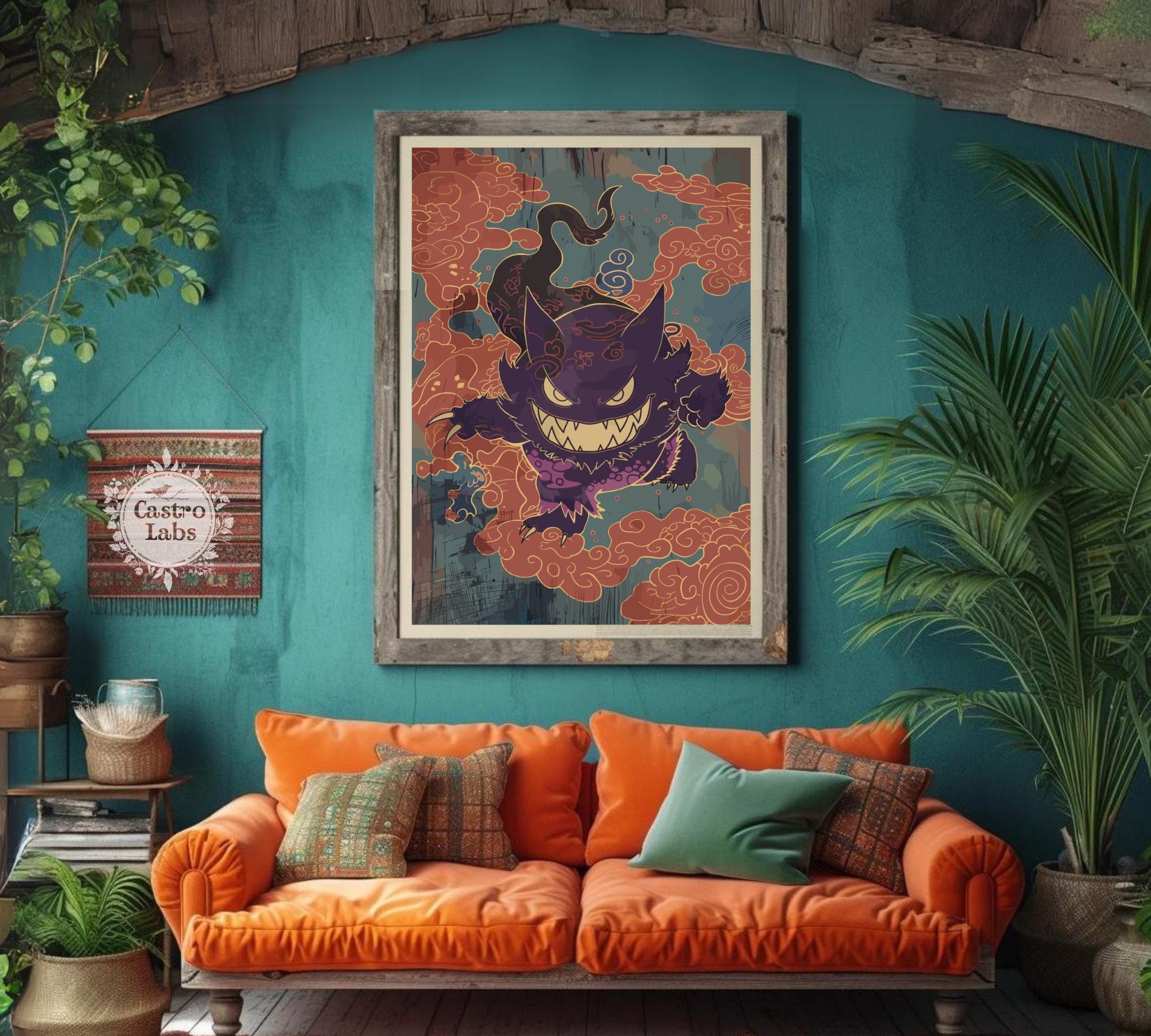 Gengar Poster: Japanese Style Pokemon Inspired Anime Artwork Printable ...