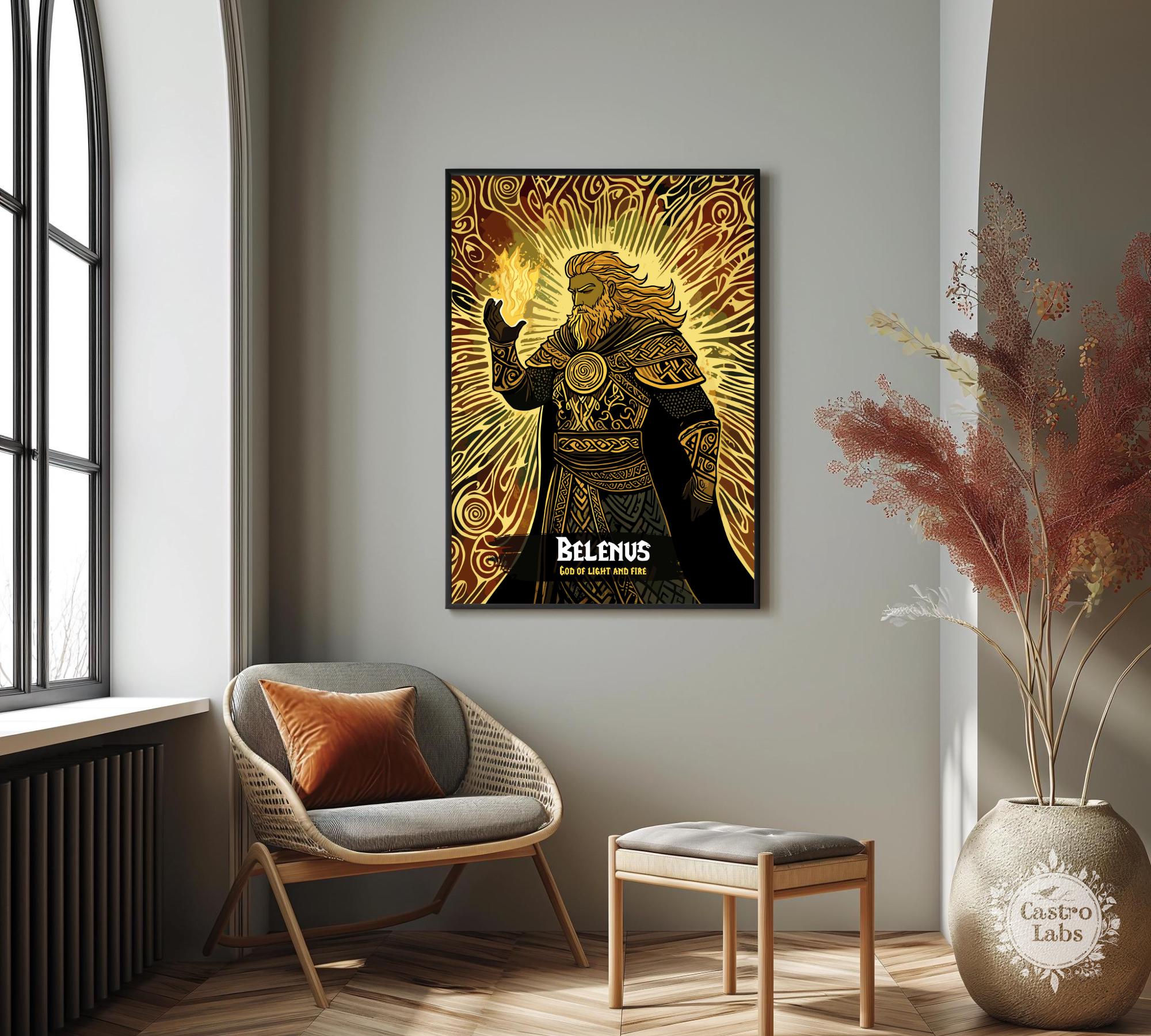 Belenus Art Print: Celtic God of Light and Fire, Ancient Mythology - Etsy