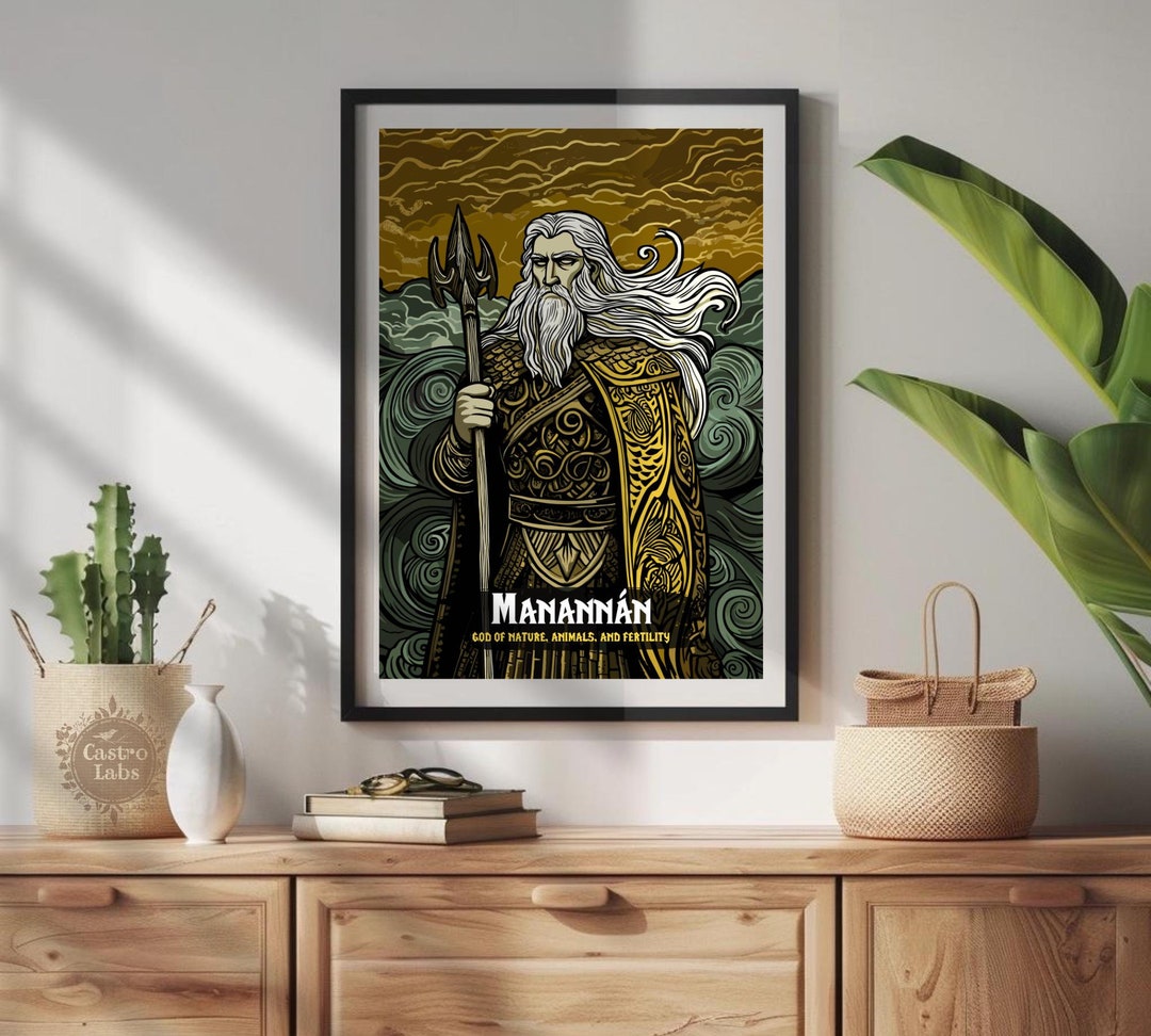 Manannan God Art Print - Manannan Celtic Mythology Poster, God of of ...