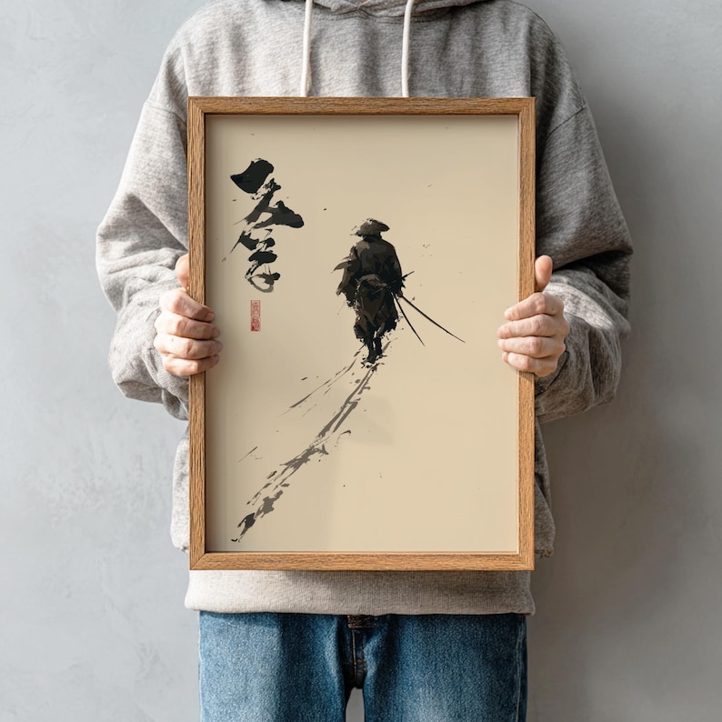 Samurai Art Print: Japanese Calligraphy, Edo Ink Brush Painting - Etsy