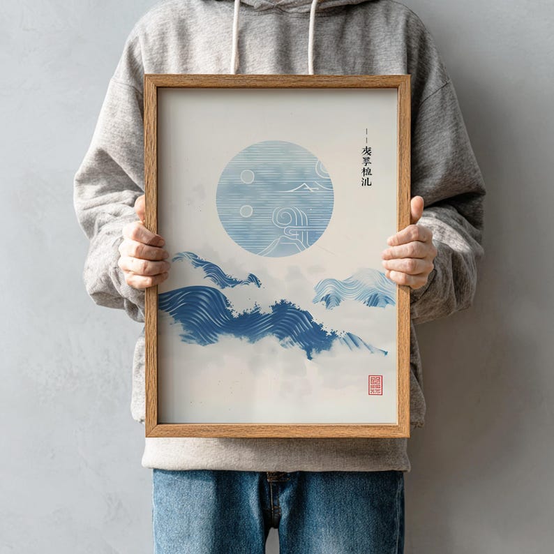 Blue Ocean Wave Woodblock Print: Japanese Art Inspired - Etsy