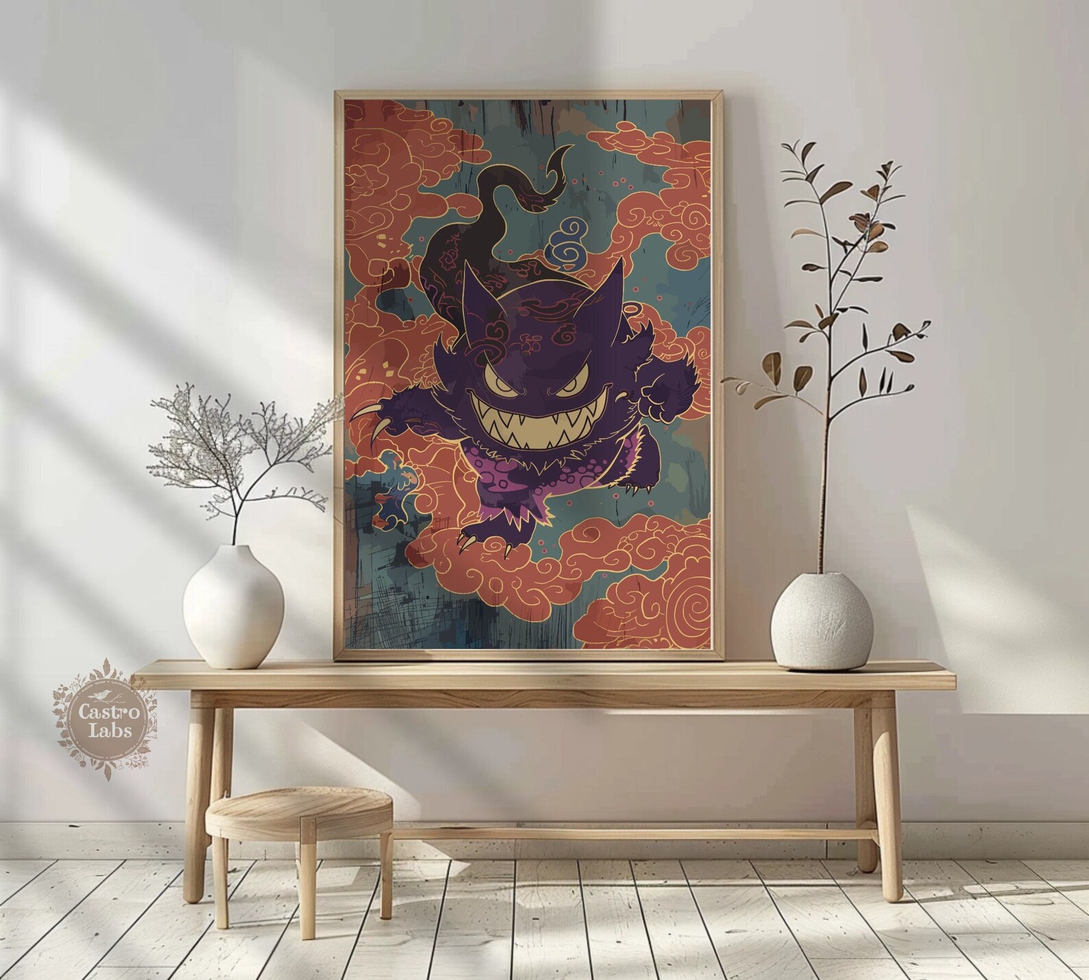 Gengar Poster: Japanese Style Pokemon Inspired Anime Artwork Printable ...