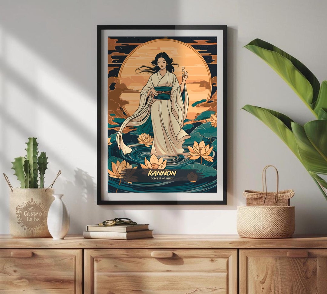 Kannon Print - Kannon Japanese Mythology Poster, Goddess of Mercy ...