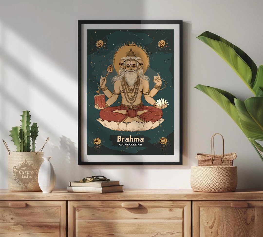 Brahma Print: Hindu God of Creation, Ancient Mythology Wall Art - Etsy