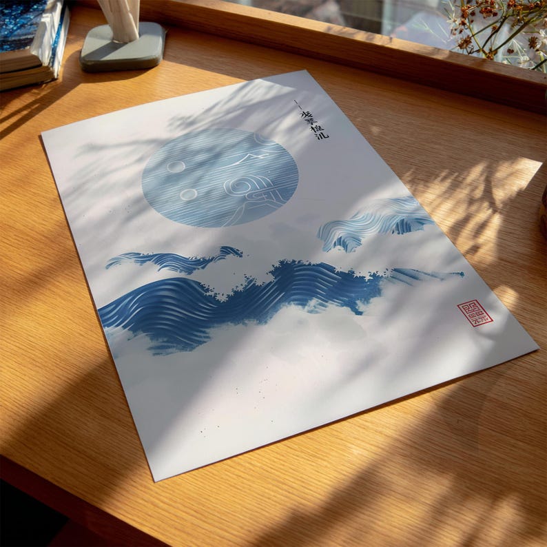 Blue Ocean Wave Woodblock Print: Japanese Art Inspired - Etsy