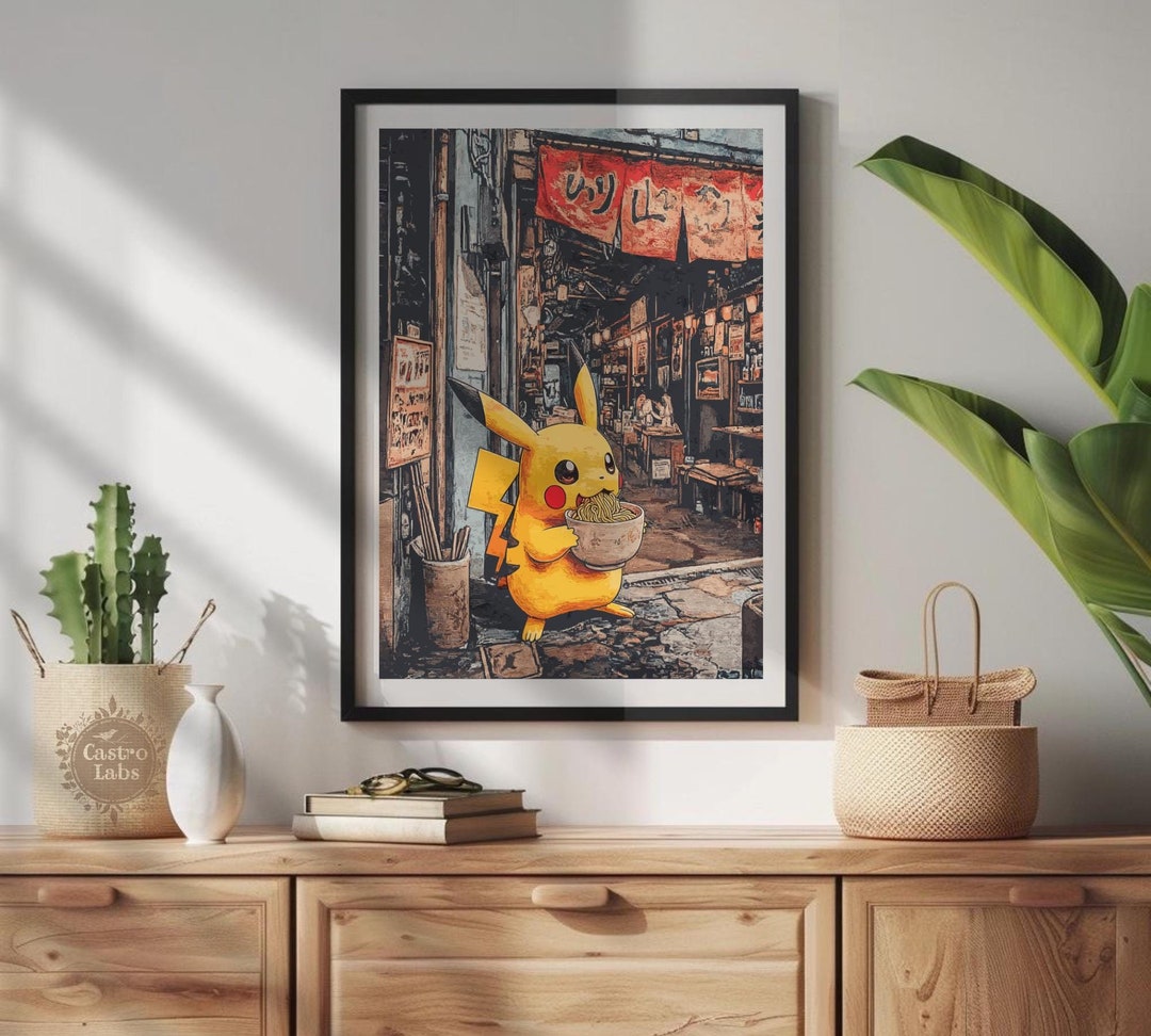 Pikachu Ramen Series Poster: Japanese Style Pokemon Inspired Anime ...