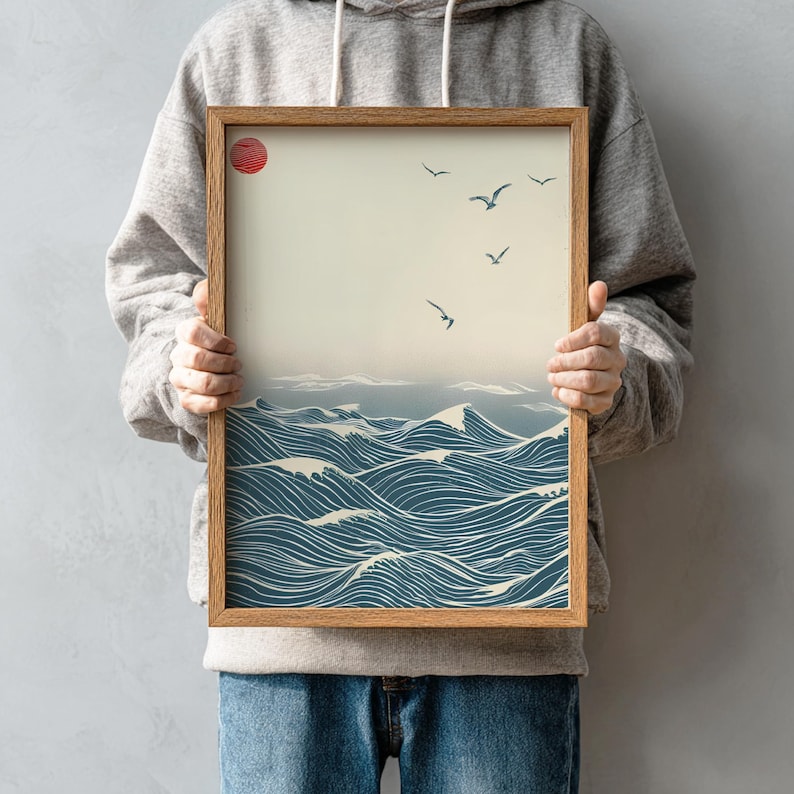 Calm Ocean Waves - Japanese Wave Painting - Japanese Woodblock Print - Etsy