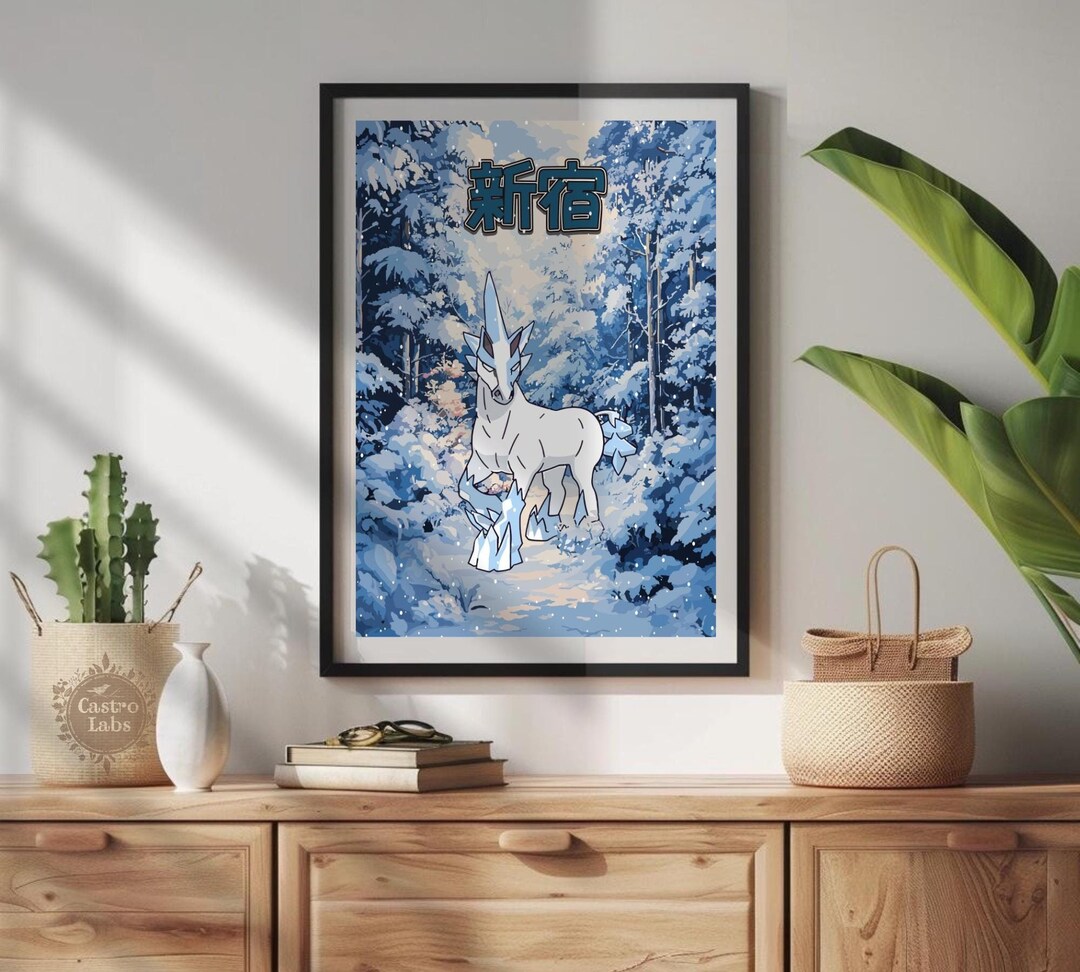 Glastrier Poster: Japanese Style Legendary Pokemon Inspired Anime ...